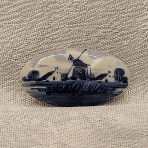 Jewelry | Antique Delft Holland Signed Windmill Brooch Pin | Poshmark